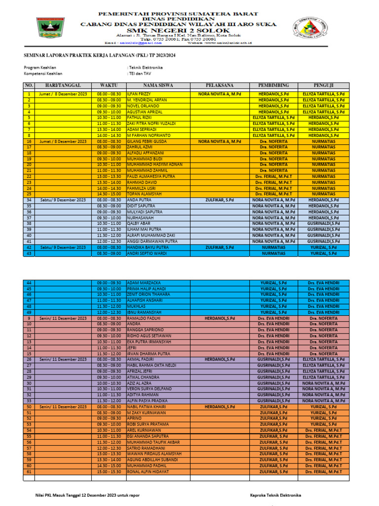 Jadwal Seminar | PDF