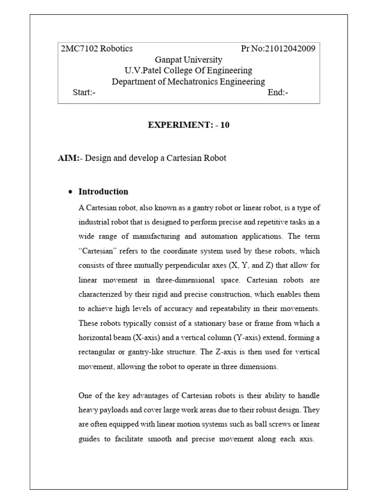Harshit Robotics 10 | PDF | Cartesian Coordinate System | Robot