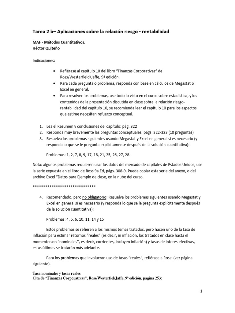 Tarea 2 B-Análisis de Relación Riesgo-Rentabilidad | PDF | Ciencias económicas | Economía monetaria