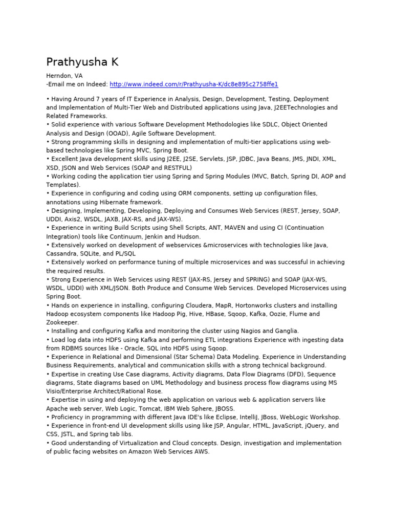 Prathyusha K | Download Free PDF | Spring Framework | Apache Hadoop