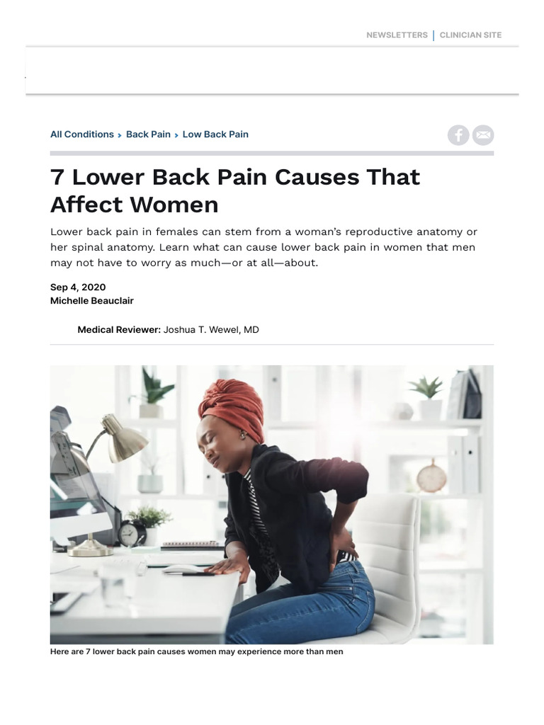 7 Lower Back Pain Causes That Affect Women | PDF | Vertebral Column ...