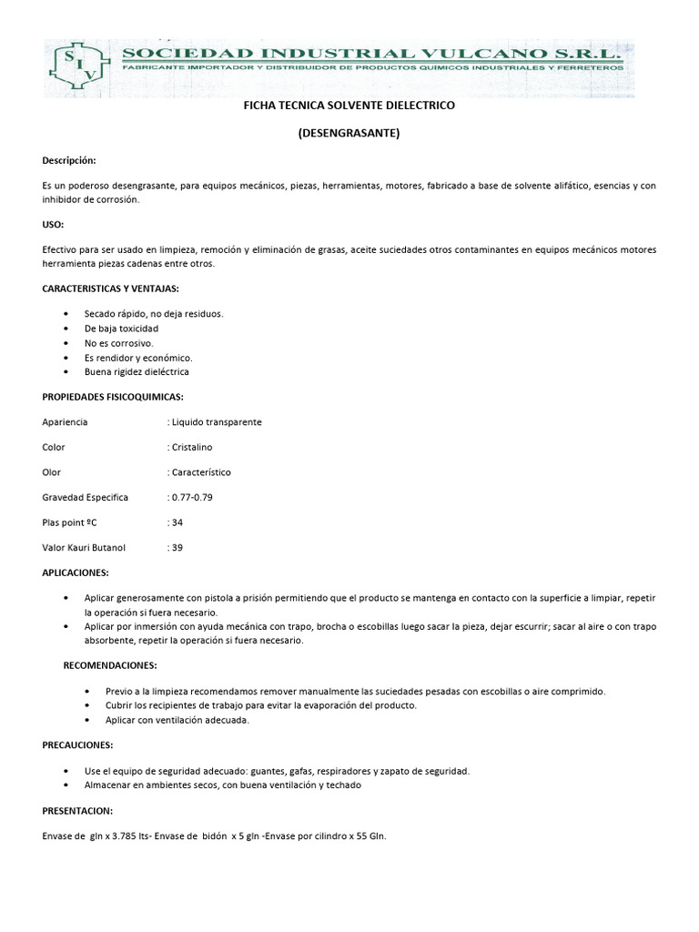 Solvente Dielectrico Desengrasante | PDF