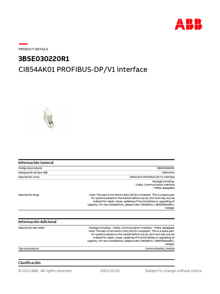 CI854AK01 PROFIBUS-DP/V1 Interface | PDF | Service Industries | Computer Engineering