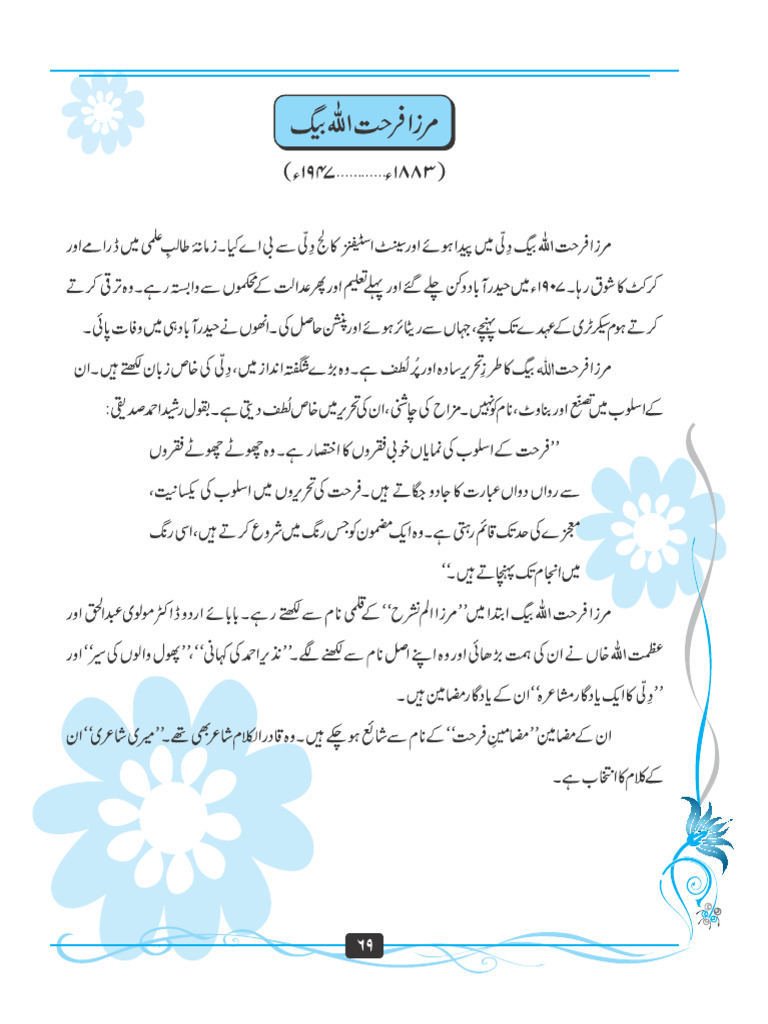 Urdu Class 9 Chapter 9 | PDF