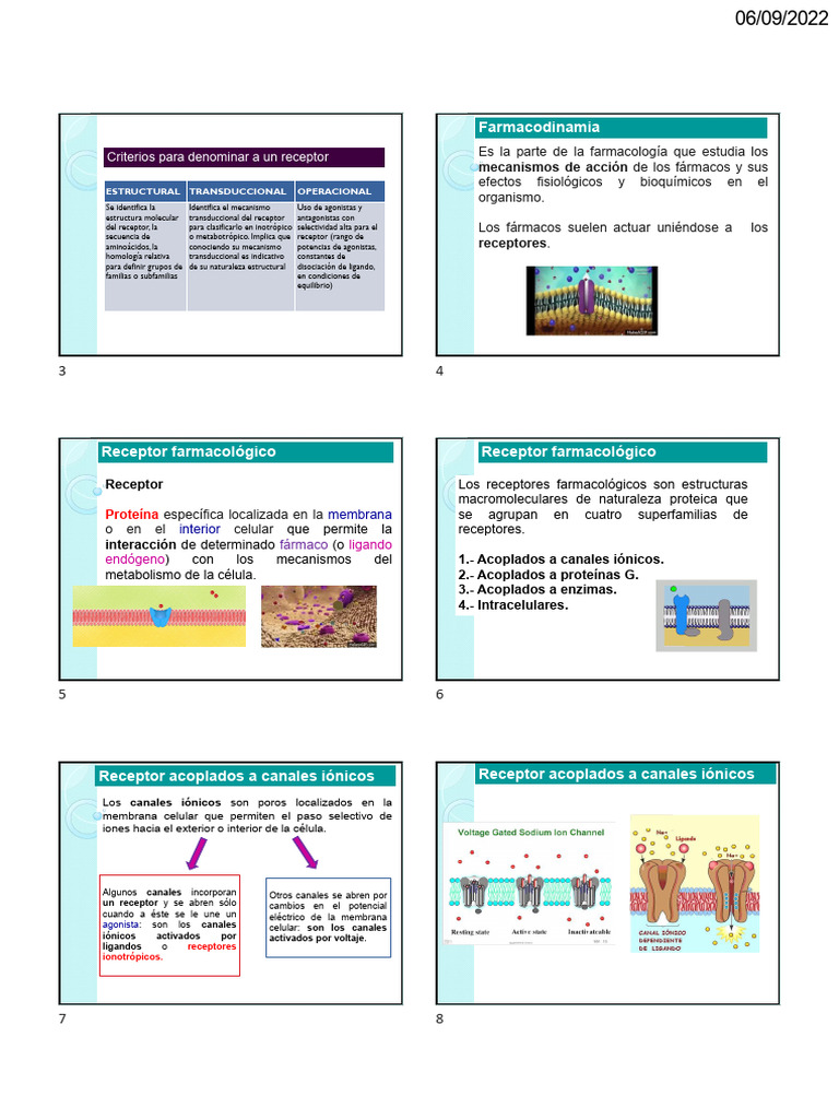Farmacodinamia | PDF | Receptor (Bioquímica) | Canal de iones