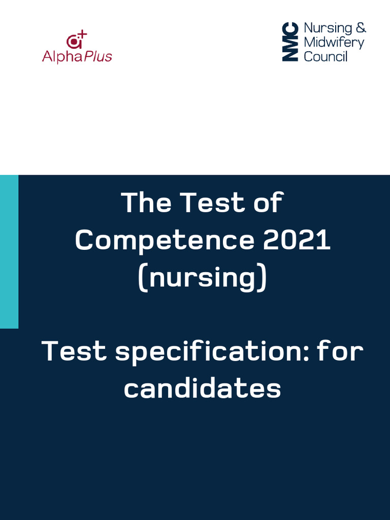 Toc 21 Test Specification - Nursing | PDF | Nursing | Clinical Medicine