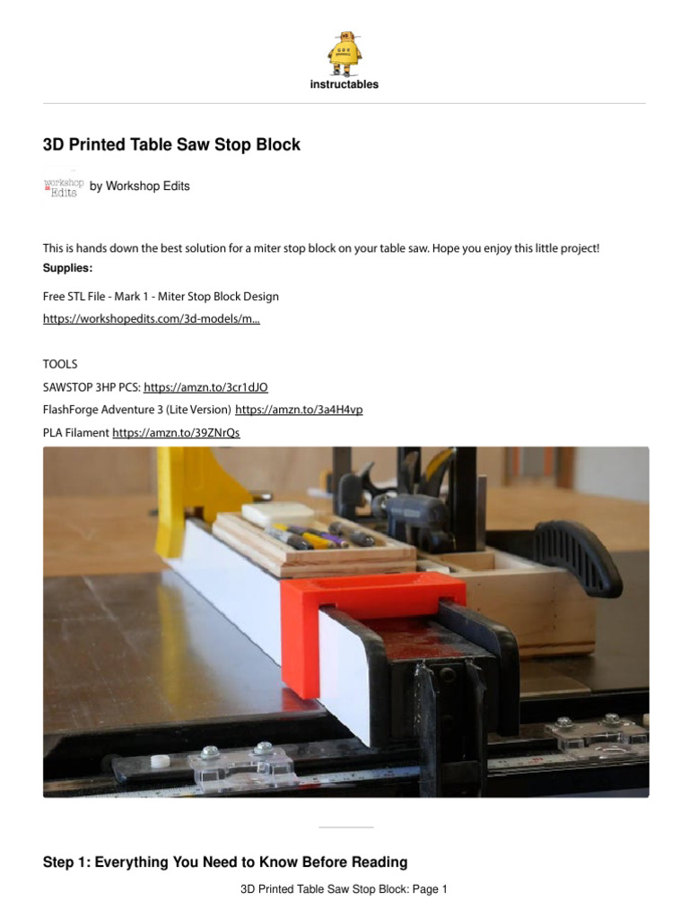 3D Printed Table Saw Stop Block | PDF | 3 D Printing