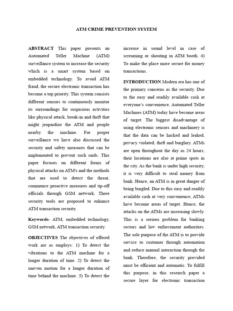 Atm Theft Detection Using Sensors and Email Communication | PDF | Automated Teller Machine ...