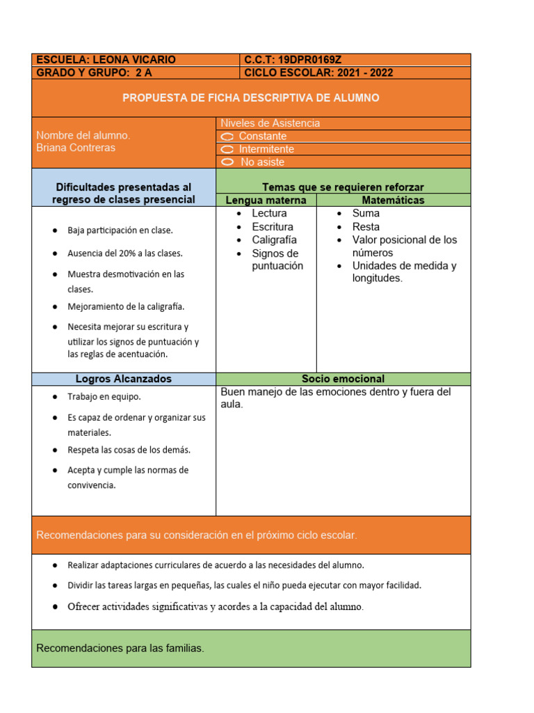 FICHAS DESCRIPTIVAS 2do | PDF | Puntuación | Caligrafía