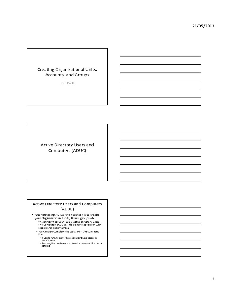 06b Creating Organizational Units Accounts And Groups Pdf Active