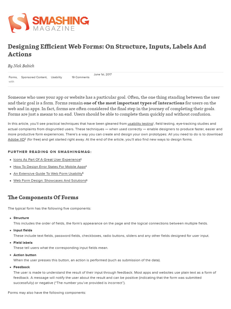 Designing Efficient Web Forms - On Structure, Inputs, Labels and ... Designing Efficient Web Forms - On Structure, Inputs, Labels and ...