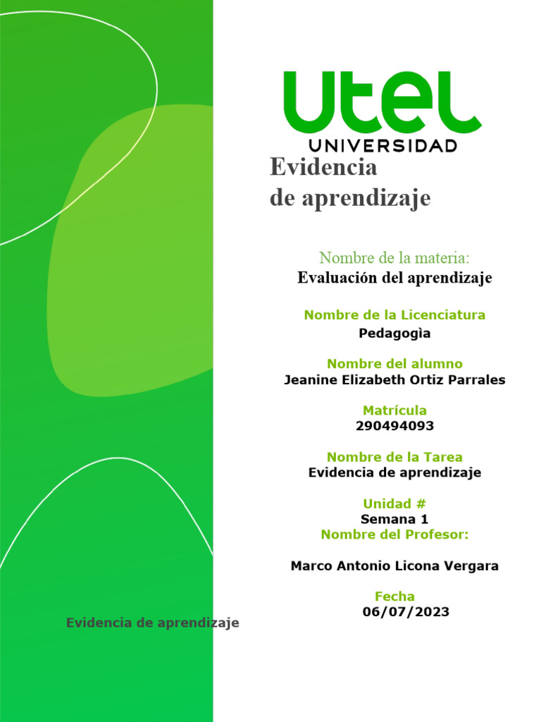 Evaluación Del Aprendizaje - Parcial 1 - P | Descargar gratis PDF | Evaluación | Plan de estudios