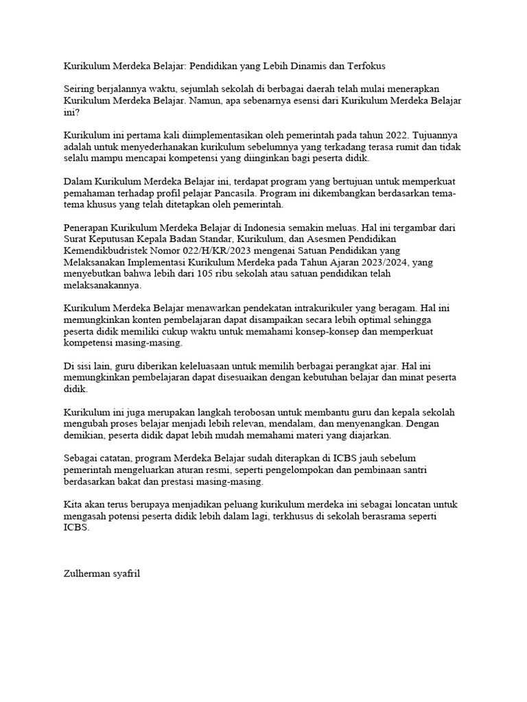 Kurikulum Merdeka Belajar | PDF