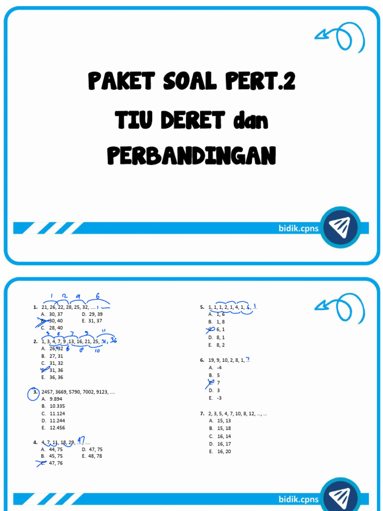 PERTEMUAN 5 - TIU-2 HITUNG DERET ANGKA Dan PERBANDINGAN Dzaki Vers | PDF | Metode & Bahan Ajar