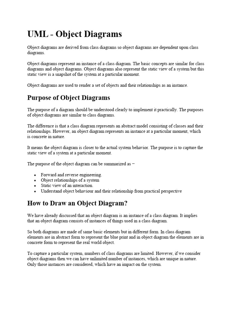 UML Object Diagrams and Activity Diagrams | PDF | Class (Computer Programming) | Unified ...