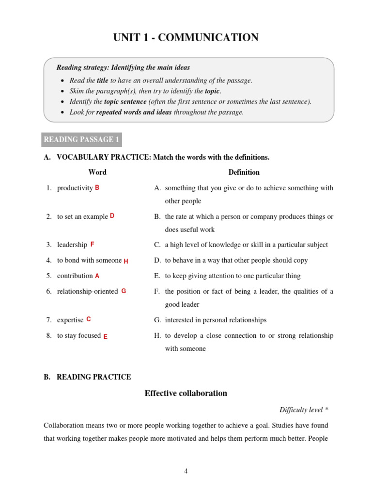 2 Unit 1 (Extra) | PDF | Nonverbal Communication | Leadership