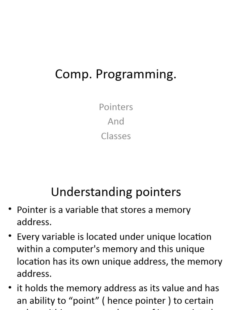 Pointers N Classes Pdf Pointer Computer Programming Integer Computer Science 