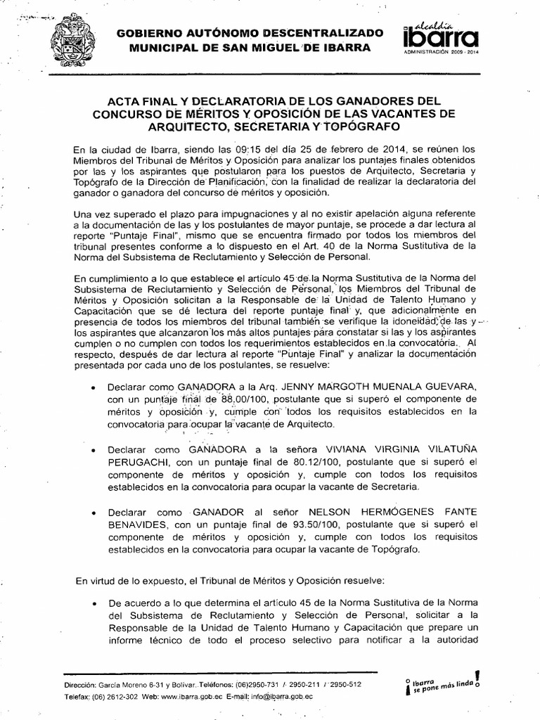 559 13699 Acta Declaratoria Ganador | PDF