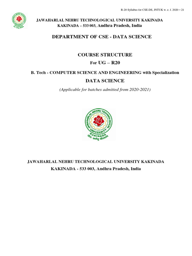 CSE - DS - R20 Course Structure | PDF | Data Science | Systems Science