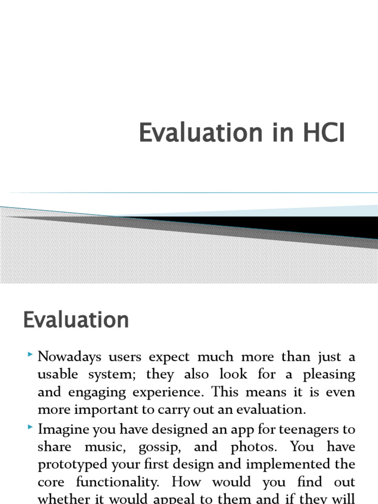 Evaluation in HCI | PDF | Usability | Cyberspace
