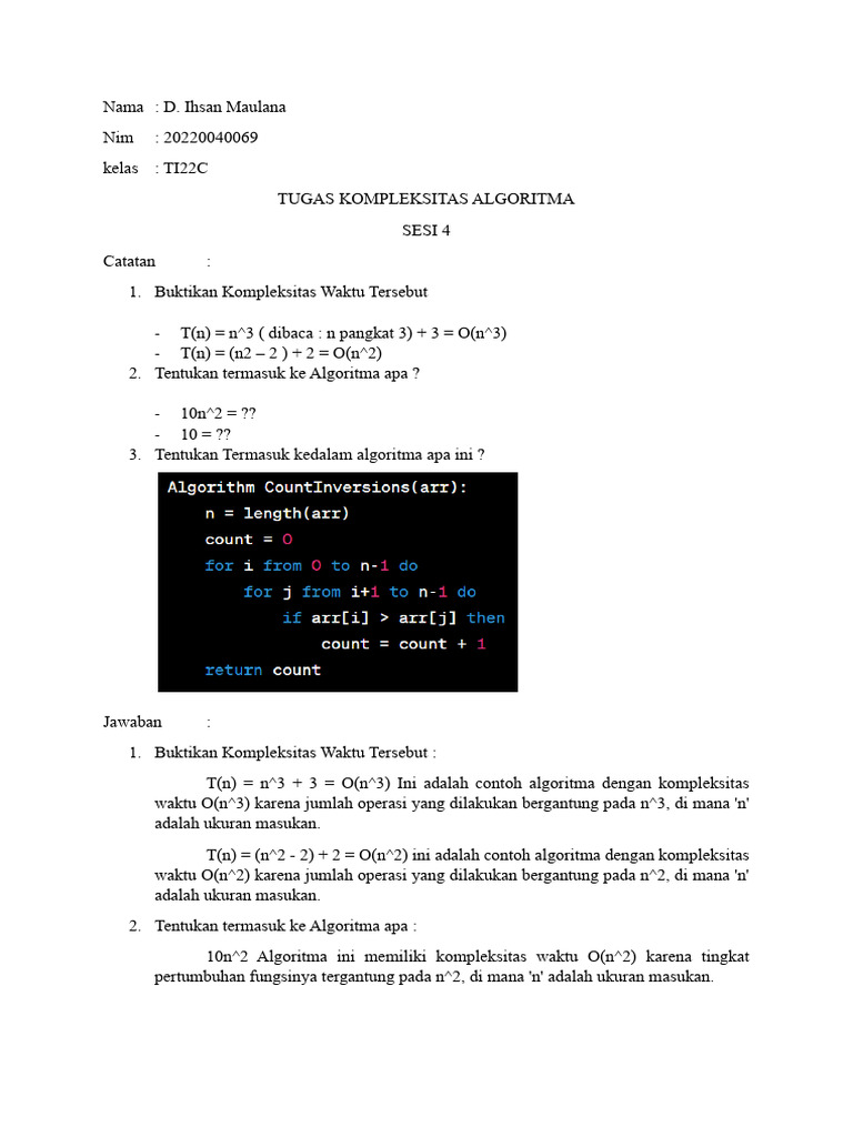 Tugas Kompleksitas Algoritma Sesi 3 | PDF