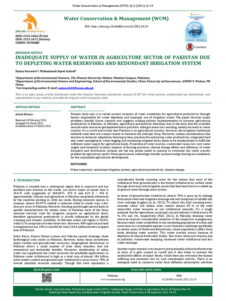 Irrigation Issues in Agriculture of o | PDF | Water Resources | Water ...