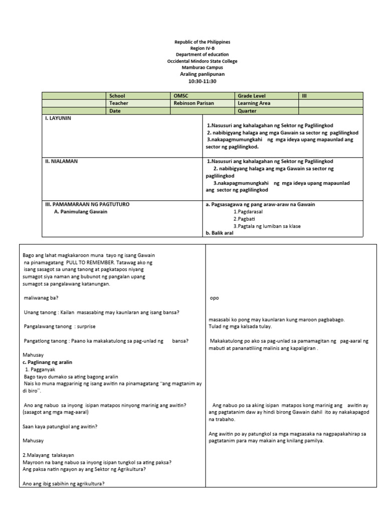 Detailed Lesson Plan Araling Panlipunan | PDF