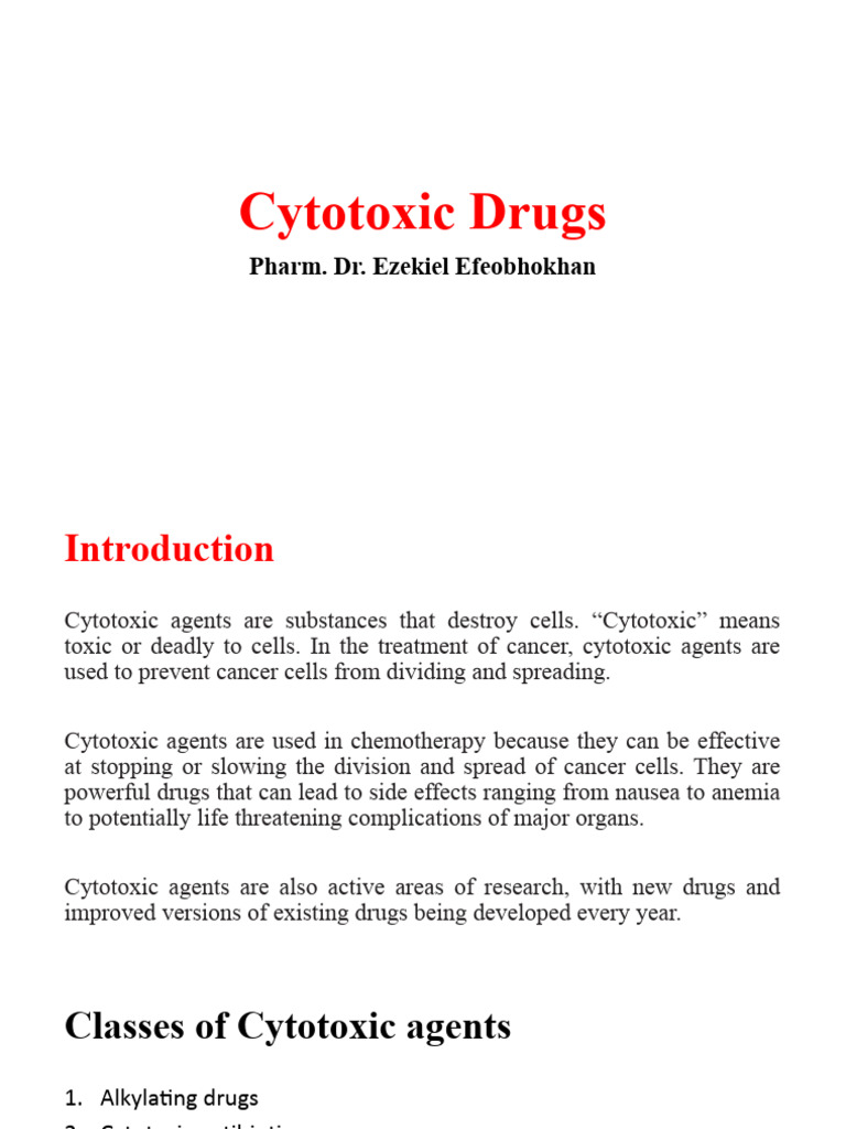 Cytotoxic Drugs Overview & Uses | PDF | Chemotherapy | Cancer