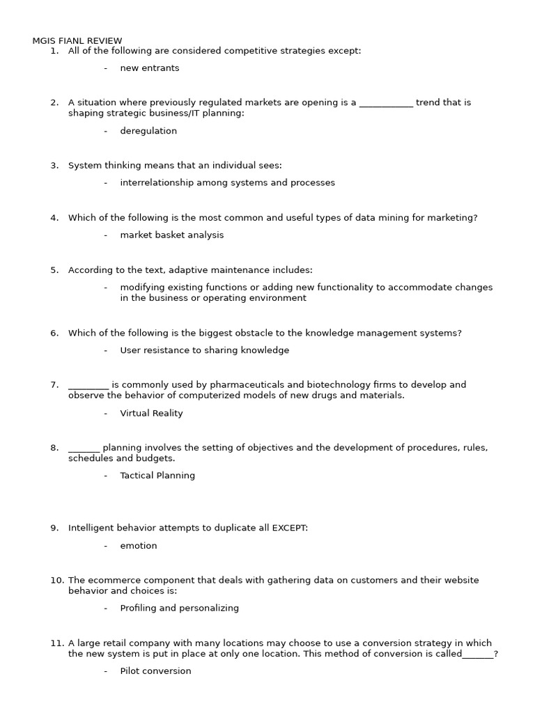 Mgis Final Review | PDF | Computer Network | Databases