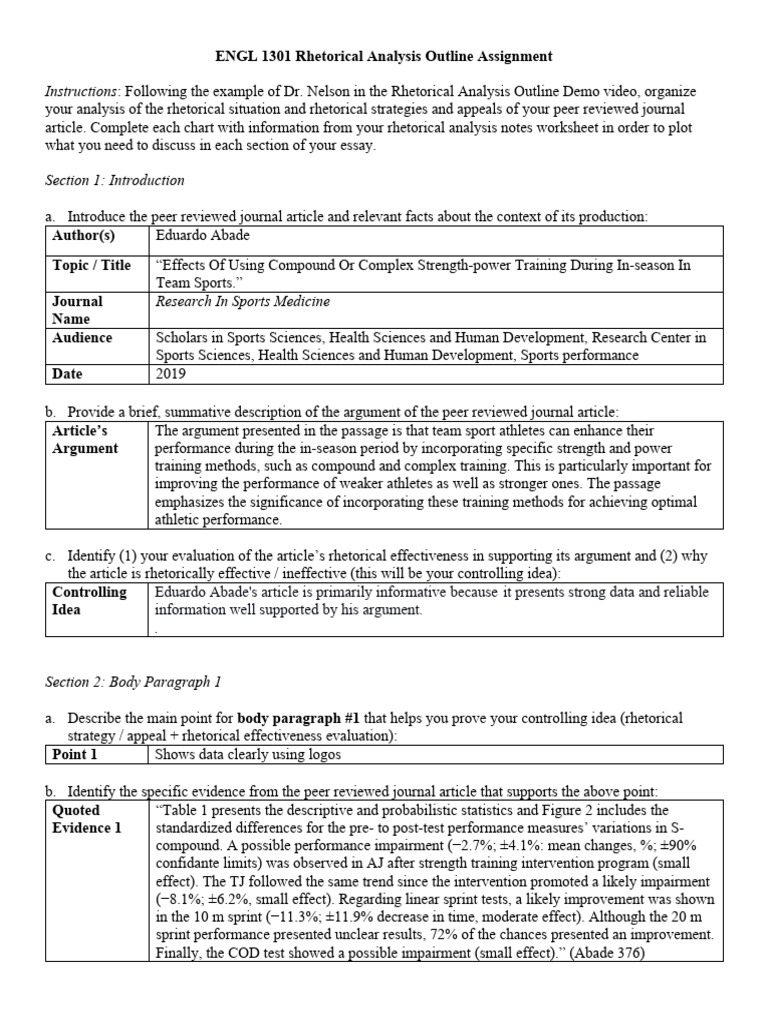 Rhetorical Analysis Outline Worksheet | PDF | Rhetoric | Essays