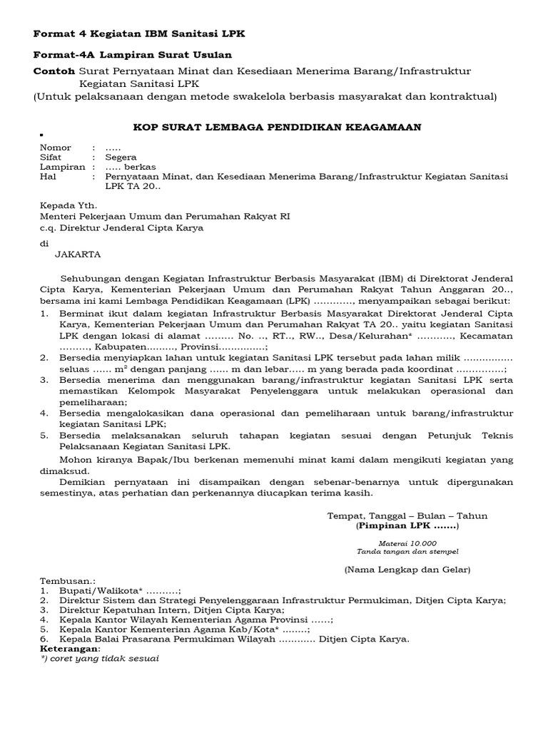 Format-4A Lampiran Surat Usulan Pimpinan LPK | PDF