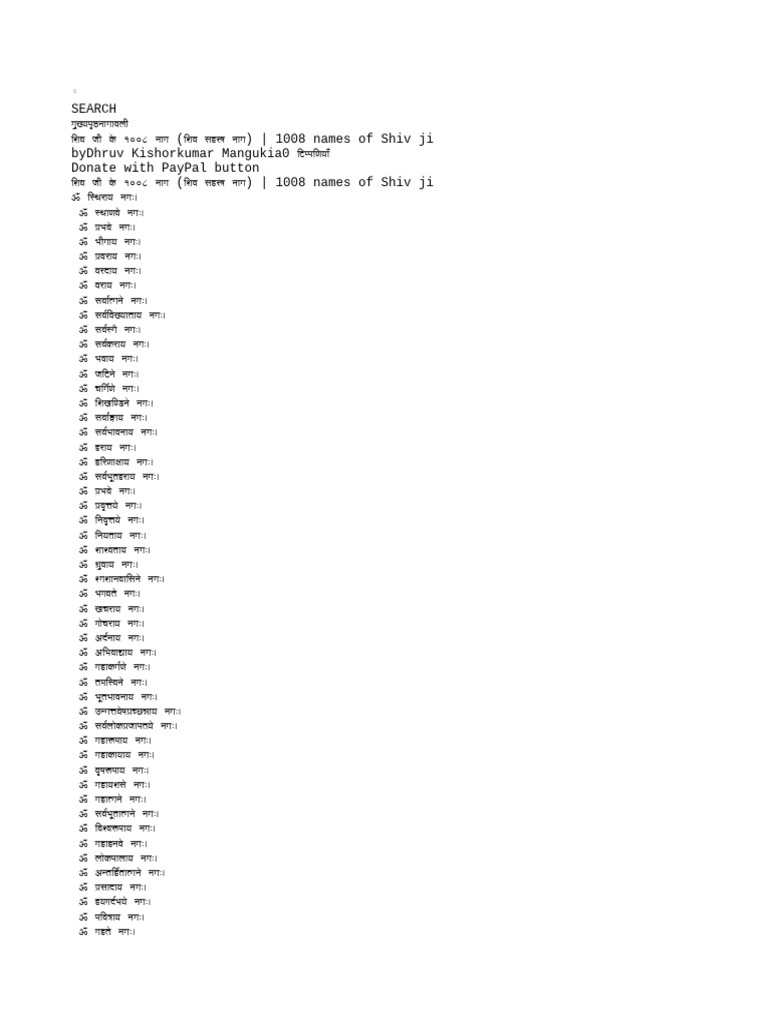 1008 Names of Lord Shiva | PDF