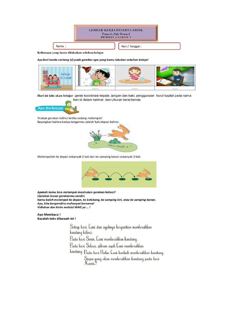 LKPD Kelas 2 Tema 6 | PDF