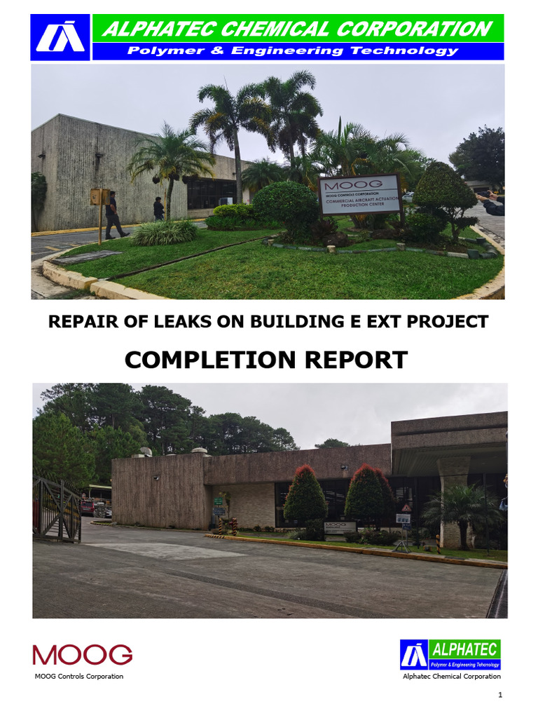 MOOG Repair of Leaks Completion Report | PDF | Concrete | Polyurethane