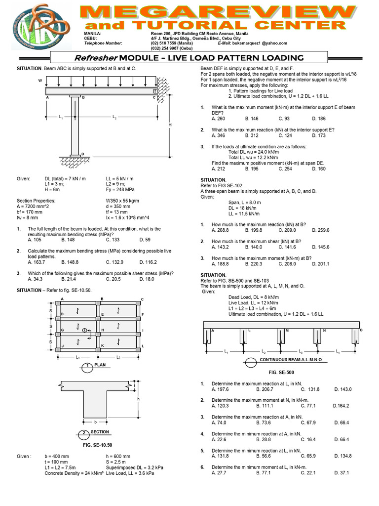 S15 LiveloadPatternLoading | PDF | Bending | Solid Mechanics