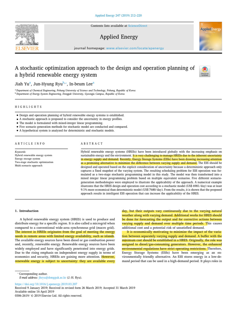 A Stochastic Optimization Approach To The Design And Operation Planning