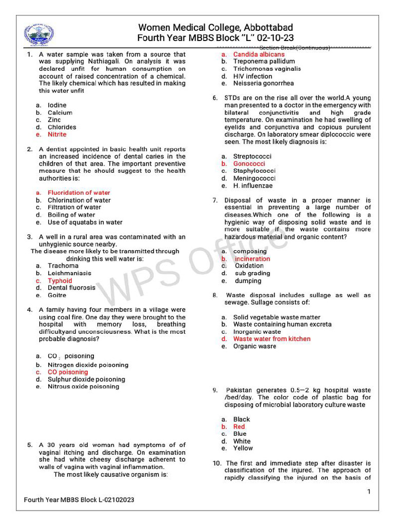 WMC Proff Exam Paper | PDF