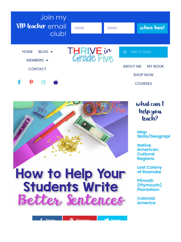 How To Help Your Students Write Better Sentences - Thrive in Grade Five | Download Free PDF ...