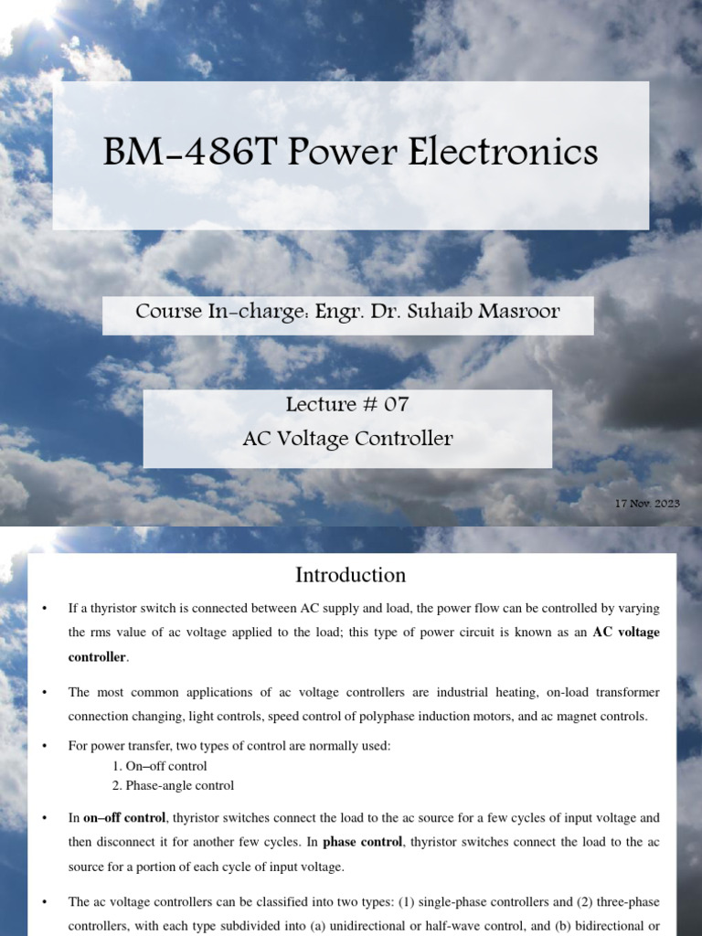 Lecture # 07 AC Voltage Controller | PDF | Transformer | Alternating Current