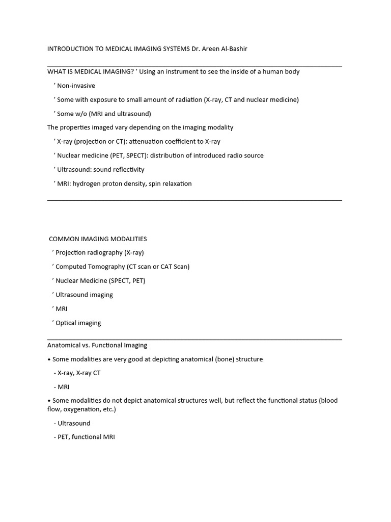 Introduction To Medical Imaging Systems | PDF | Medical Imaging ...