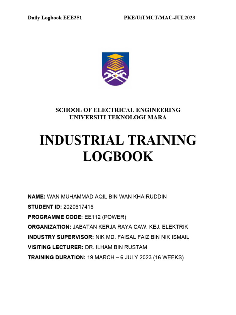 LogBook Mac - July 2023 (Wan Aqil) | PDF | Electrical Wiring | Electrical Engineering
