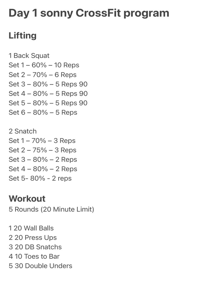 Day 1 Sonny CrossFit Program 2 | PDF | Management Of Obesity | Weight ...