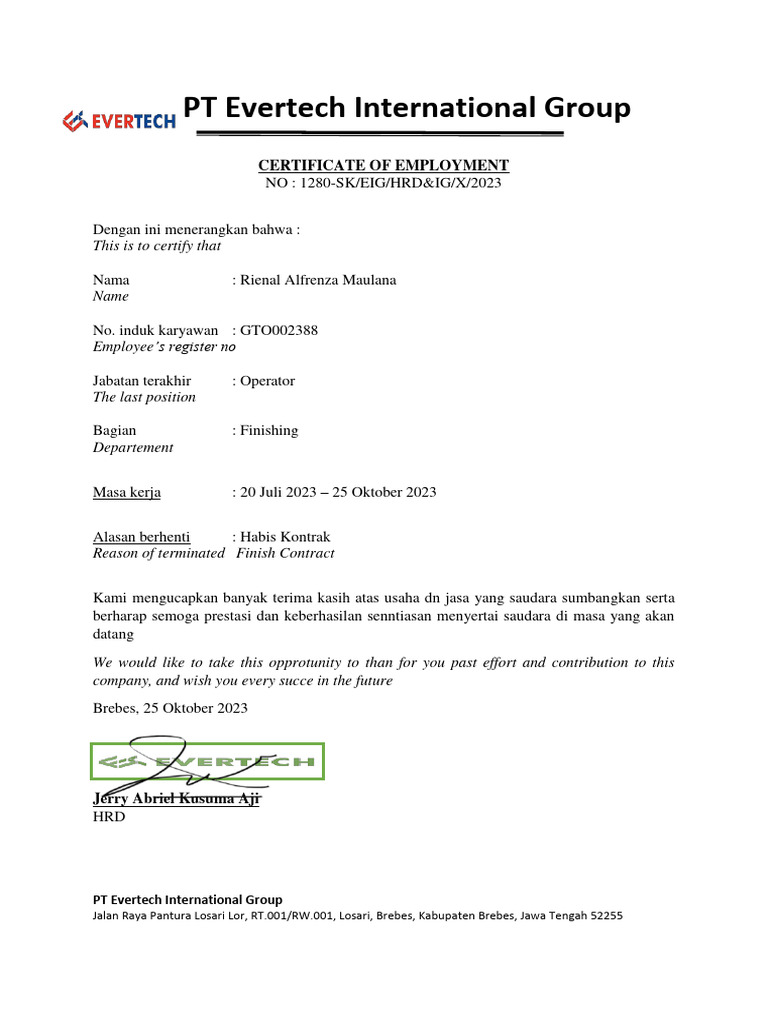 PT Evertech International Group | PDF