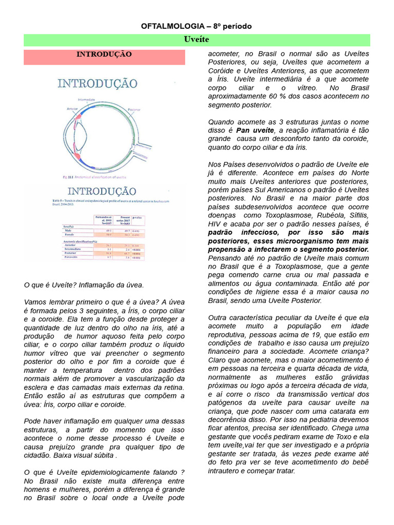 Aula 13 - Uveíte | PDF | Gravidez | Inflamação