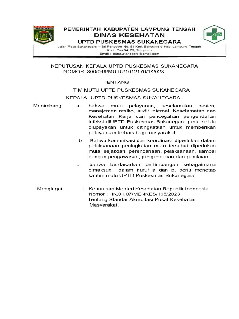 SK Tim Mutu 2023 | PDF