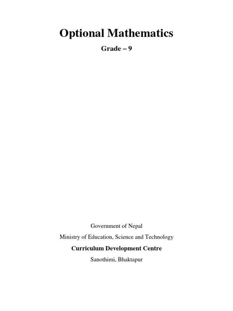 Grade 9 Optional Mathematics Curriculum | PDF | Function (Mathematics ...