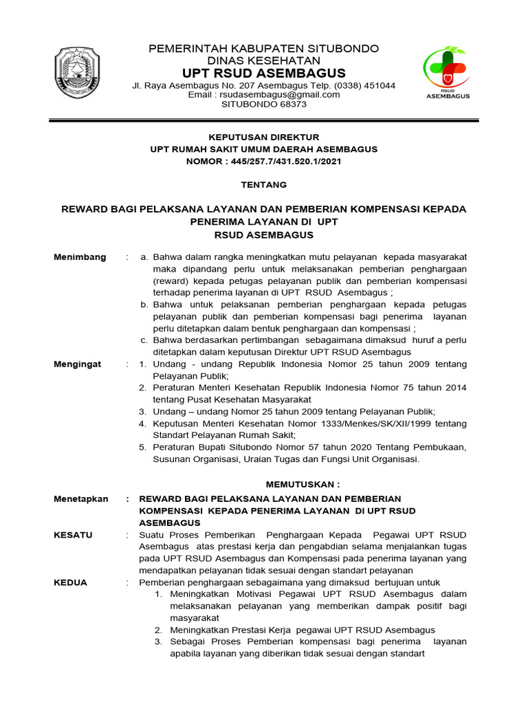 Reward dan Kompensasi RSUD Asembagus | PDF | Teknologi & Rekayasa