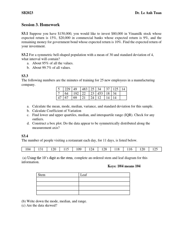 HW Ses3 Solutions | Download Free PDF | Statistical Theory | Data Analysis