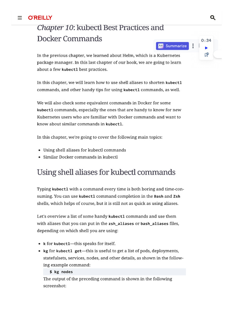 Chapter 10 Kubectl Best Practices And Command Line Kubernetes In A Nutshell Pdf Computers