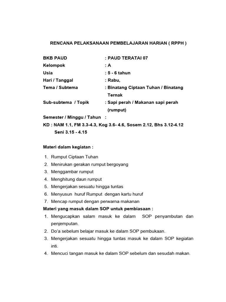 RPPH 1 Fix | PDF | Karier & Perkembangan | Seni & Disiplin Bahasa